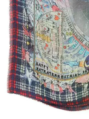 Faliero Sarti Astrological-print Frayed Scarf