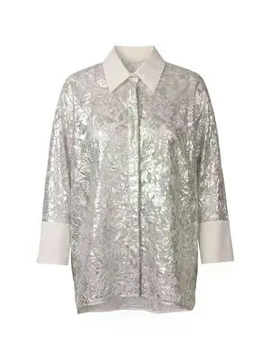Valentino Garavani Floral-lace Metallic Shirt - Silver