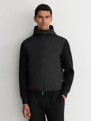 REISS Interlock Hybrid Zip-through Hooded Jacket