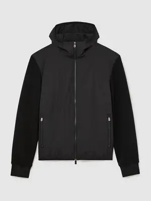REISS Interlock Hybrid Zip-through Hooded Jacket