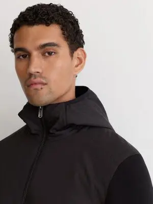 REISS Interlock Hybrid Zip-through Hooded Jacket