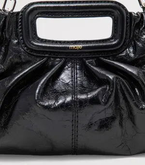 Maje Leather Milpli Clutch Bag - Black