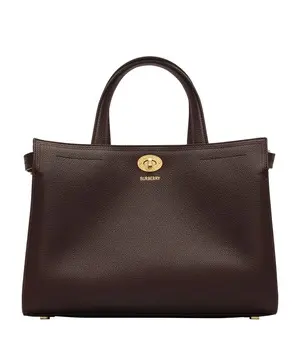 Burberry Small Leather Cotswolds Check Tote Bag - Brown