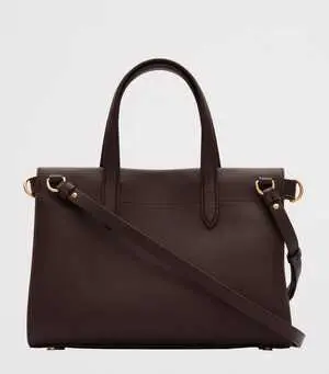 Burberry Small Leather Cotswolds Check Tote Bag