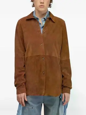 SEMICOUTURE Filipa Long-sleeve Leather Shirt - Brown