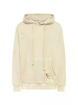 LANEUS Distressed Boxy-fit Hoodie - Neutrals