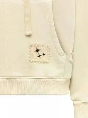 LANEUS Distressed Boxy-fit Hoodie - Neutrals
