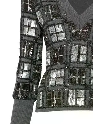 ANTONIO MARRAS VINTAGE 2000s Sequin-embellished V-neck Sweater - Grey