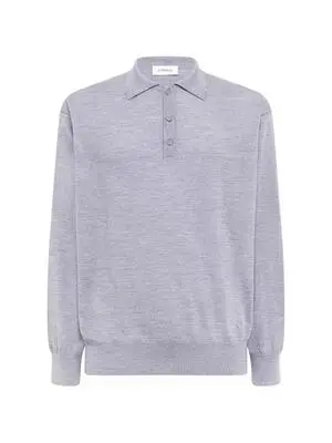 LANEUS Star-embroidered Long-sleeve Polo Shirt