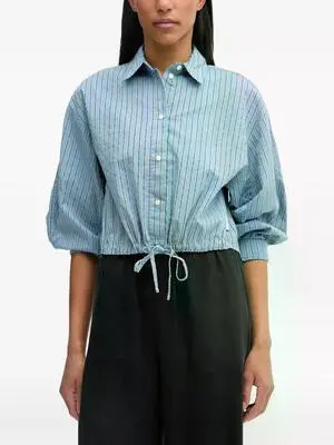 Marc O'polo Striped Drawstring-hem Shirt - Blue