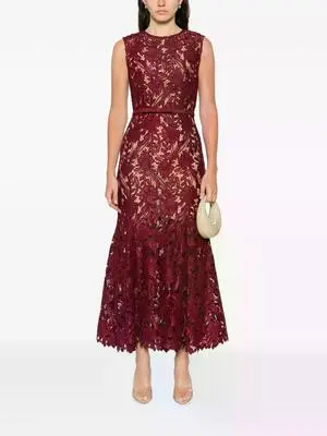 SELF-PORTRAIT Lace Belted Maxi Dress