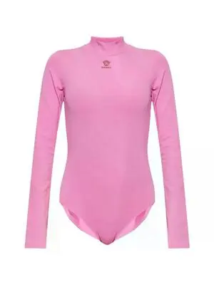 Versace Embroidered-logo Stretch Cotton-jersey Bodysuit - Pink