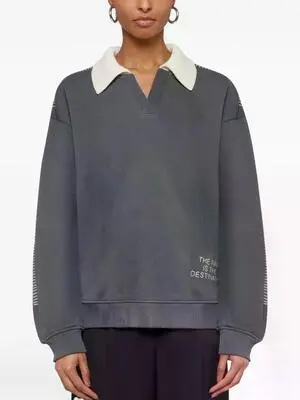 LANEUS Boxy-fit Embroidered-detail Sweatshirt