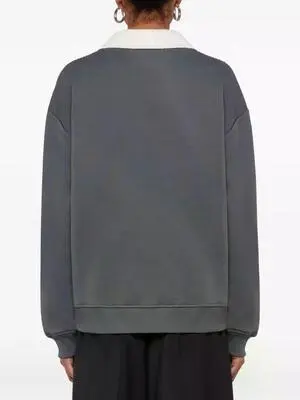 LANEUS Boxy-fit Embroidered-detail Sweatshirt