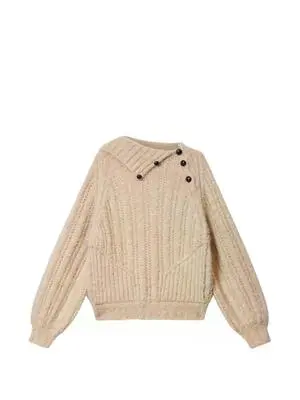 Isabel Marant Étoile Lily Alpaca Button-detail Boileed Wool Sweater - Neutrals