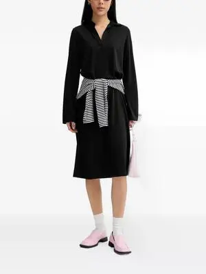 Marc O'polo Long-sleeve Polo-collar Midi Dress - Black