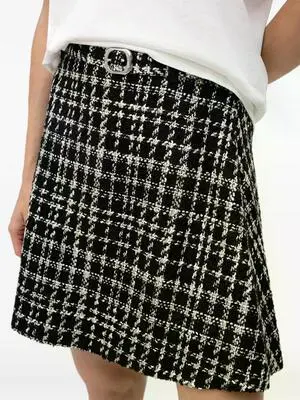Hugo A-line Miniskirt In Checked Boucl - Black