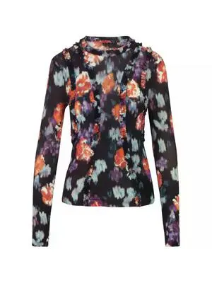 Ulla Johnson Ruffled Floral-print Top - Black