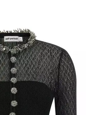 SELF-PORTRAIT Crystal-embellished Pointelle Bodysuit