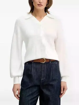 MARC AUREL Ribbed-knit V-neck Sweater - White