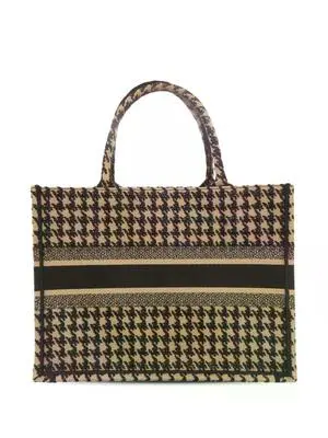Dior 2020 Medium Embroidered Canvas Houndstooth Book Tote Bag