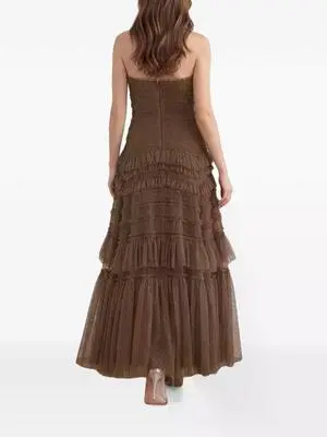 NEEDLE & THREAD Valentine Ruffle Strapless Maxi Dress