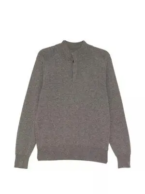 N.peal Half-button Cashmere Jumper - Grey