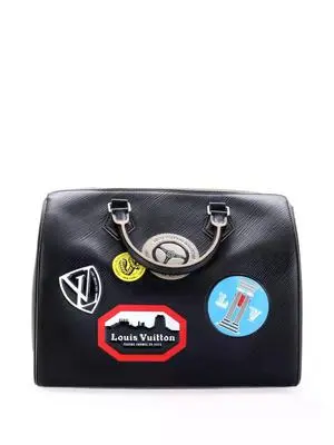 LOUIS VUITTON Speedy Handbag Limited Edition World Tour Epi Leather 30 Satchel - Black