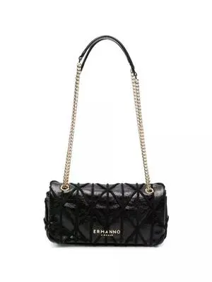 ERMANNO FIRENZE Crinkled-effect Lace-up Shoulder Bag - Black