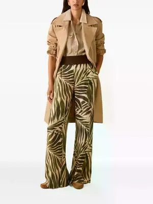PENNYBLACK Leaf-print Wide-leg Trousers