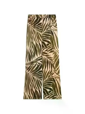 PENNYBLACK Leaf-print Wide-leg Trousers - Neutrals