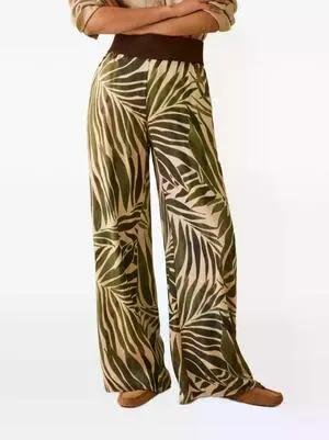 PENNYBLACK Leaf-print Wide-leg Trousers - Neutrals