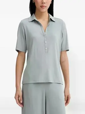 Marc O'polo Button-placket Short-sleeve Polo Top - Grey