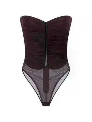 Elisabetta Franchi Bodysuit In Stretch Jersey Fabric - Brown