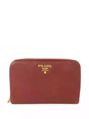 Prada Saffiano Leather Zip-around Wallet - Red
