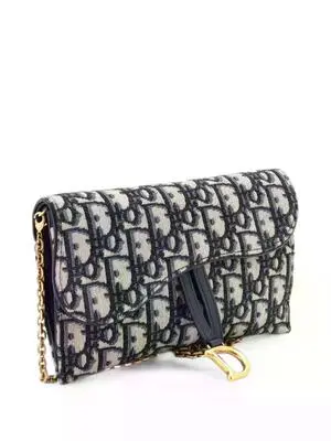 Dior Saddle Chain Wallet Oblique Canvas Crossbody Bag