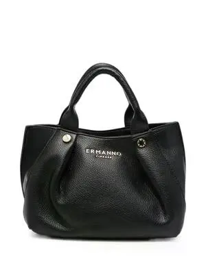 ERMANNO FIRENZE Logo-lettering Grained Leather Tote Bag - Black