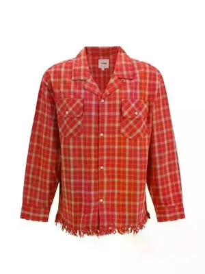 FOUND Fringe Plaid Shirt - Red
