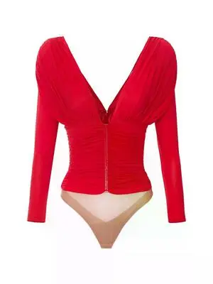 Elisabetta Franchi Bodysuit In Lightweight Crêpe Jersey Fabric - Red