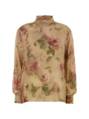 Magda Butrym Floral-print Silk-blend Blouse - Neutrals