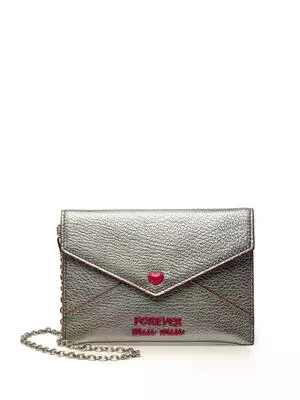 Miu Miu 2000-2010 Metallic Goatskin Madras Forever Heart Envelope Chain Wallet Small Wallets - Silver