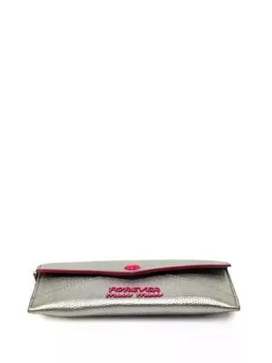 Miu Miu 2000-2010 Metallic Goatskin Madras Forever Heart Envelope Chain Wallet Small Wallets