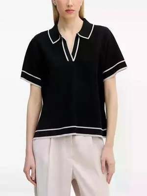 MARC AUREL Stripe-trim Knitted Polo Sweater - Black