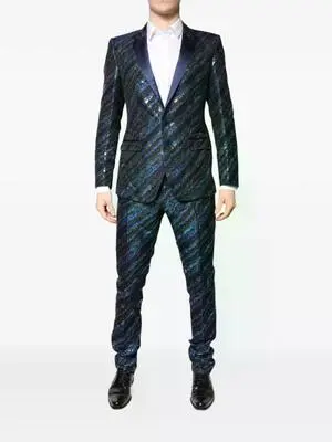 Dolce & Gabbana Jacquard Notch-lapel Suit - Blue