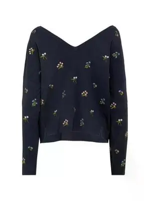 BLUGIRL Floral-embroidered V-neck Sweater