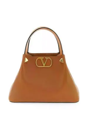 Valentino Garavani Small Logo Leather Tote Bag - Brown