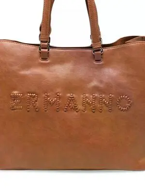 ERMANNO FIRENZE Large Logo-embroidered Leather Tote Bag