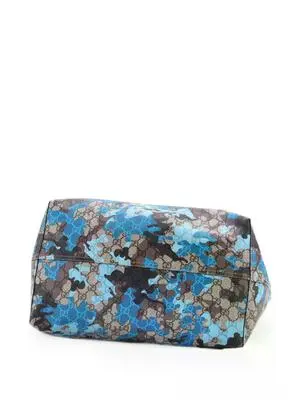 Gucci Gg Open Gg Camouflage Coated Canvas Large Tote Bag