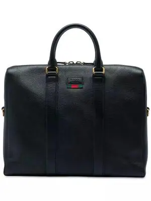 Gucci 2016-2026 Calfskin Web Business Bag - Black