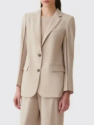 Fabiana Filippi Single-breasted Virgin Wool Blazer With Classic Lapels - Beige